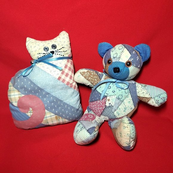 Unbranded | Toys | Vintage Quilt Patchwork Handmade Cat Teddy Bear ...